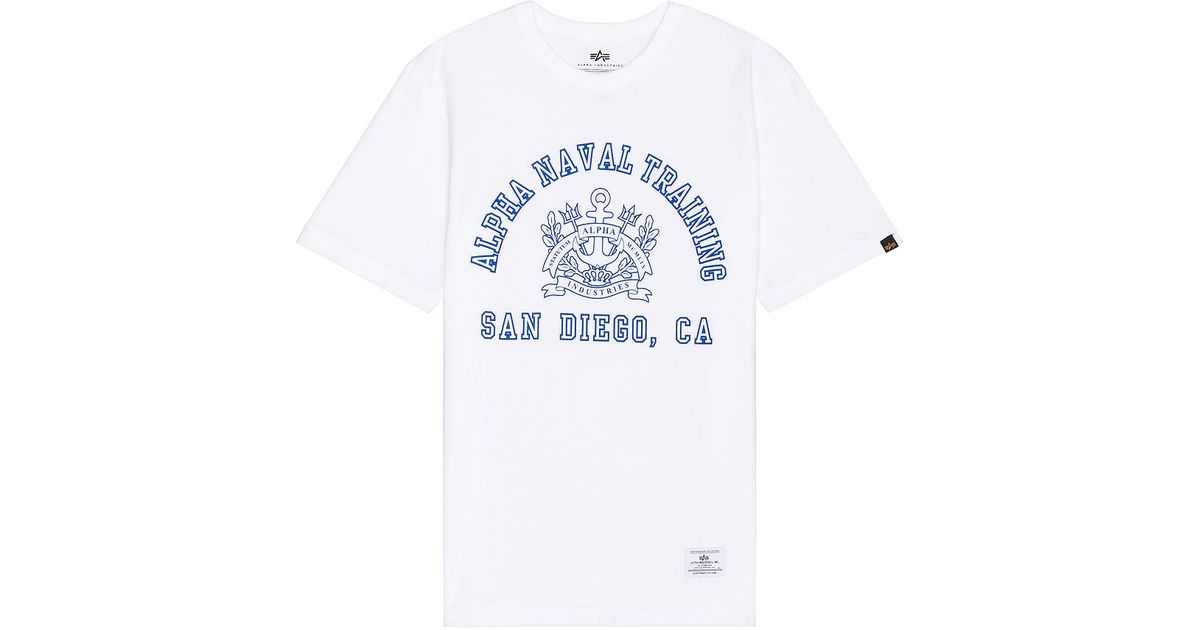 Alpha Industries Alpha Naval Base San Diego Tee in White for Men | Lyst