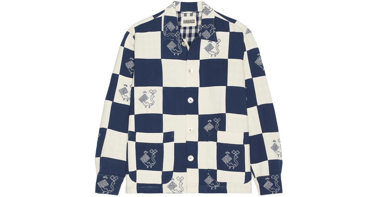 HARAGO Patchwork Embroidered Shirt in Blue for Men | Lyst