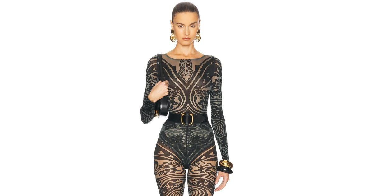 Wolford X Etro Body Tattoo String Bodysuit | Lyst