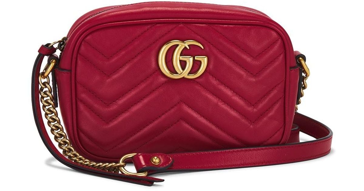 Gucci Gg Marmont Shoulder Bag in Red | Lyst