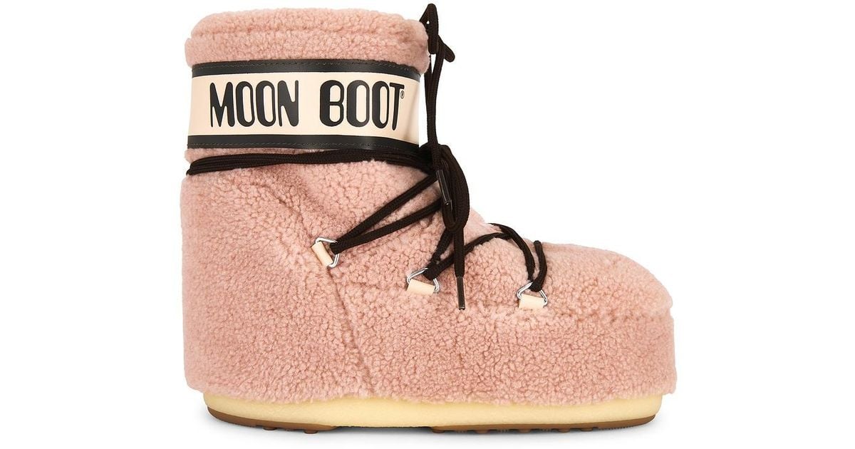 Moon Boot Icon Low Fleece Boot in Pink | Lyst