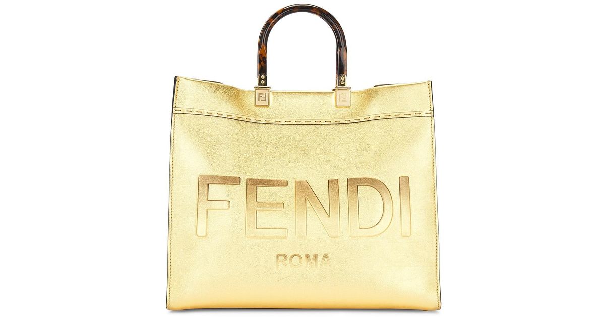 Fendi Sunshine Shopper Tote Bag in Metallic | Lyst