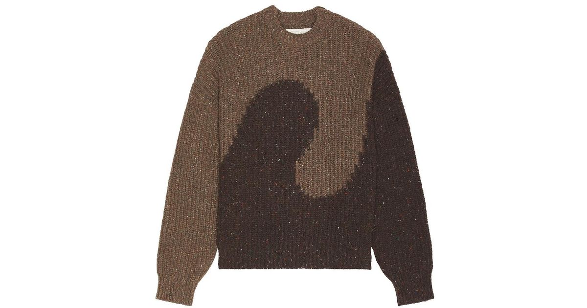 ERL Swirl Wool Crew Neck Knit Sweater in Brown for Men | Lyst