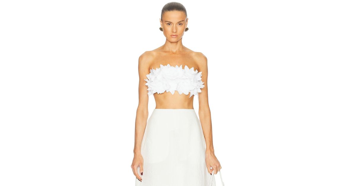 Jonathan Simkhai Abril Floral Bustier Top in White | Lyst