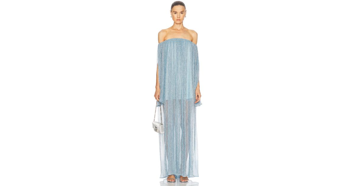 Caroline Constas Corinthia Off Shoulder Pleated Gown in Blue | Lyst