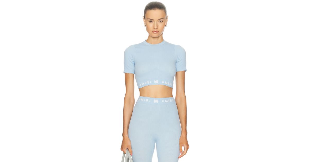 Amiri Ma Ribbed Seamless Top in Blue | Lyst