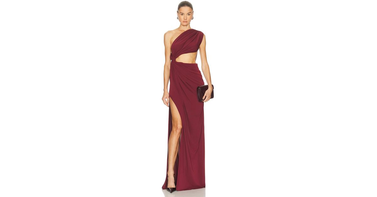 Alex Perry For Fwrd One Shoulder Draped Gown in Red | Lyst