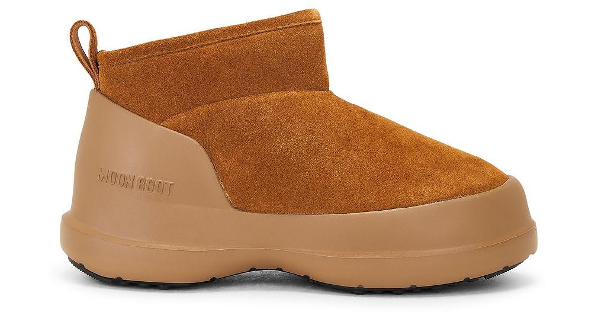 Moon Boot Luna Low Suede Boot in Brown | Lyst