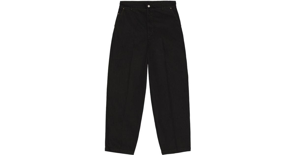 Lemaire Heavy Denim Maxi Barrel Workwear Pants in Black for Men | Lyst