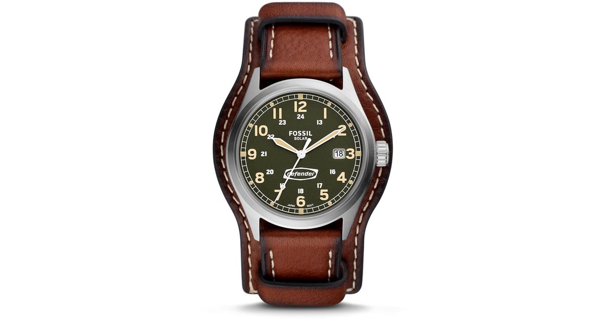 Fossil Defender Solar-powered Medium Brown Litehidetm Leather Watch in ...
