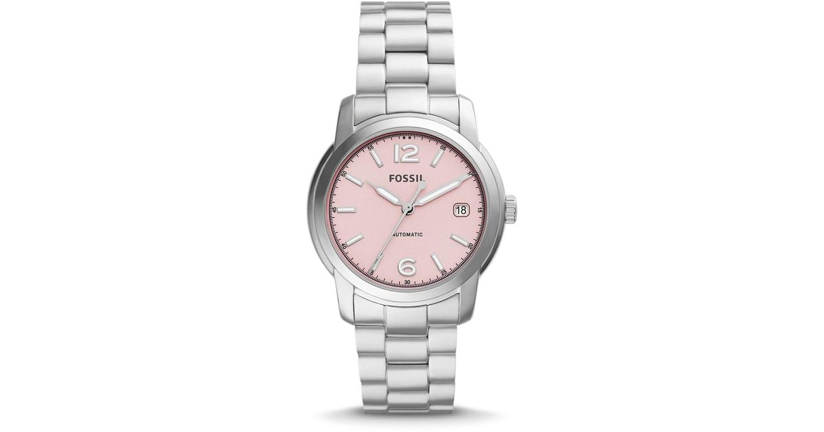 Fossil Heritage Automatic Stainless Steel Watch in Pink | Lyst Fossil Heritage Automatic Stainless Steel Watch in Pink | Lyst