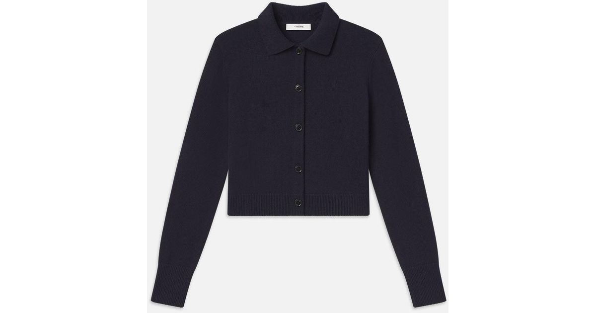 FRAME Shrunken Cashmere Cardi in Blue | Lyst