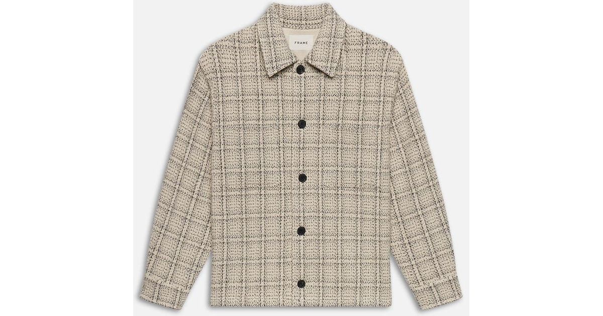 FRAME Flannel Overshirt Jacket in Natural for Men | Lyst