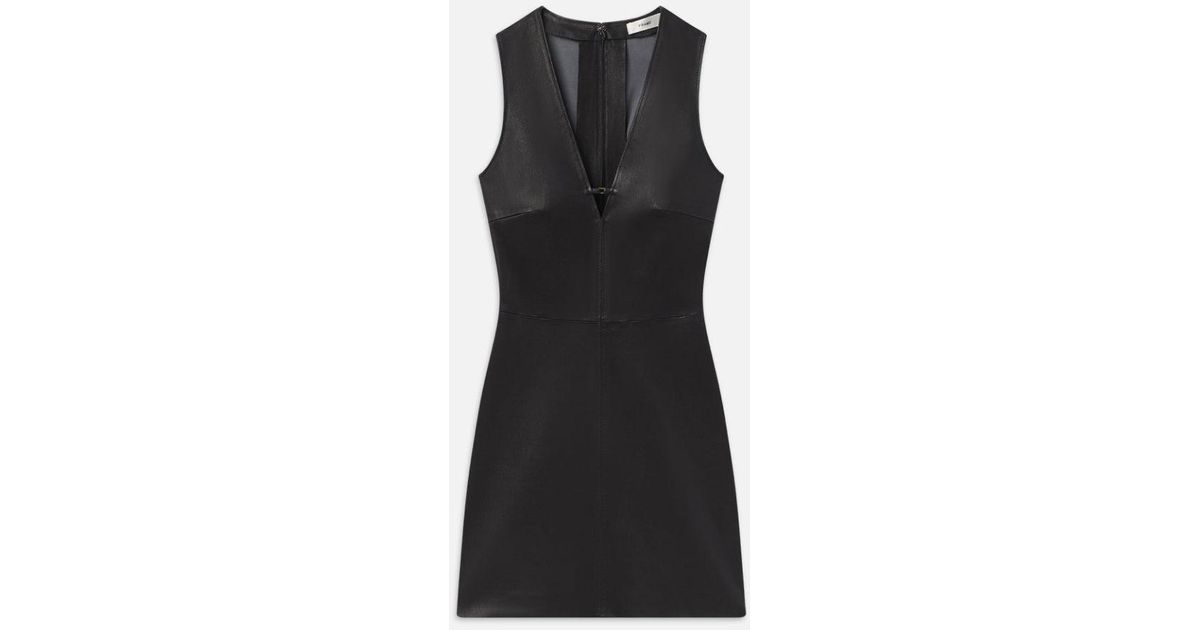FRAME Leather Keyhole Dress in Black | Lyst