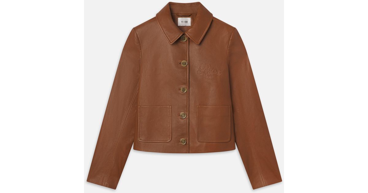 FRAME Ritz Femme Leather Jacket in Brown | Lyst UK