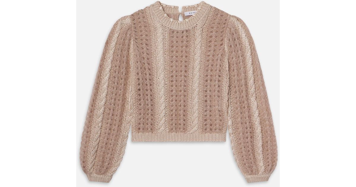 FRAME Femme Cable Mix Sweater in Natural | Lyst