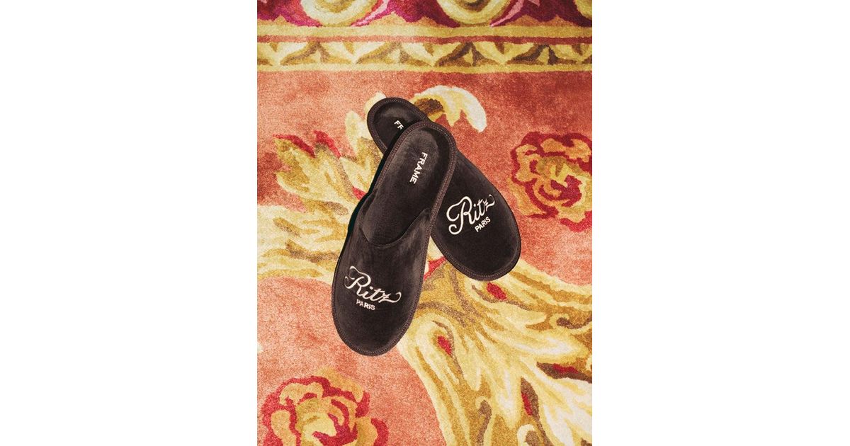 FRAME Ritz House Slippers in Black | Lyst