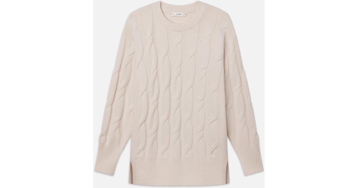 FRAME Oversized Cable Knit Sweater in White | Lyst
