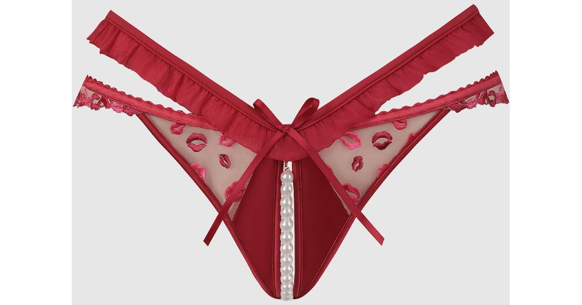 Frederick's of Hollywood Angelica Lips Embroidery Pearl & Crotchless ...