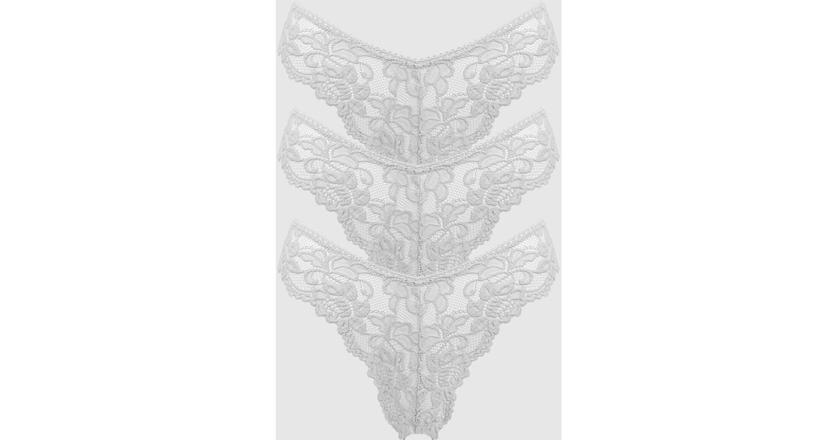 Frederick's of Hollywood Jessica Lace Tanga 3 Pack in White | Lyst