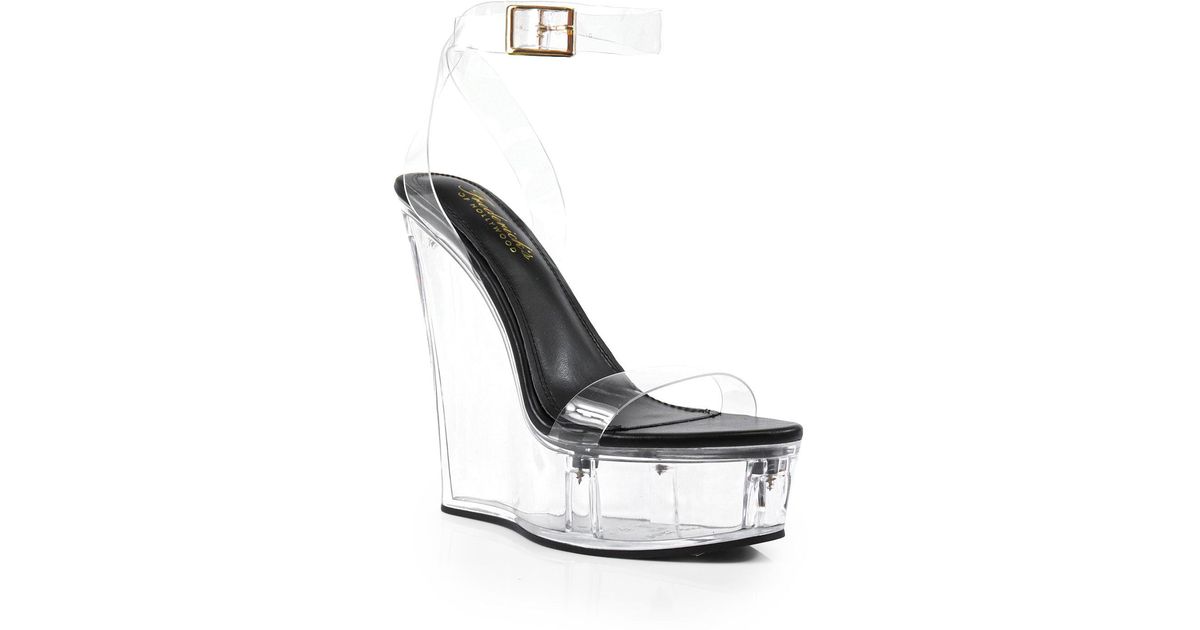 Frederick's of Hollywood Crystal Wedge Sandal in White | Lyst