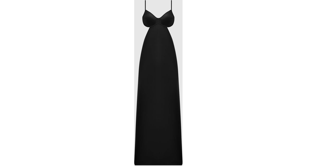Frederick's of Hollywood Petra Satin Monowire Cutout Gown in Black | Lyst
