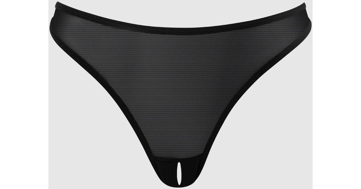Frederick's of Hollywood Vivienne Open Crotch Mesh Hipster in Black | Lyst