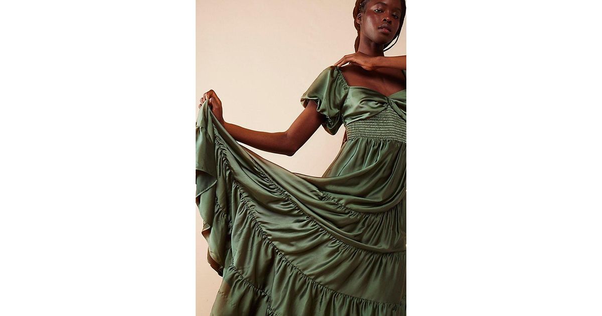 Free People Sundrenched Silky Maxi Dress in Green | Lyst