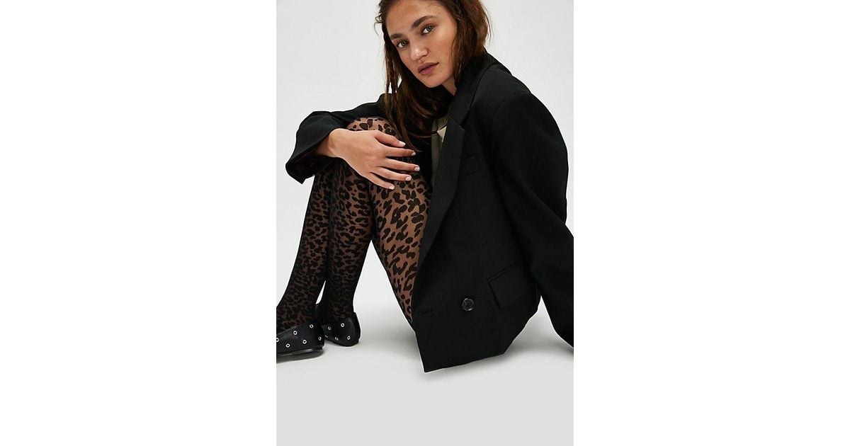 Free People Seeing Spots Leopard Tights in Black | Lyst