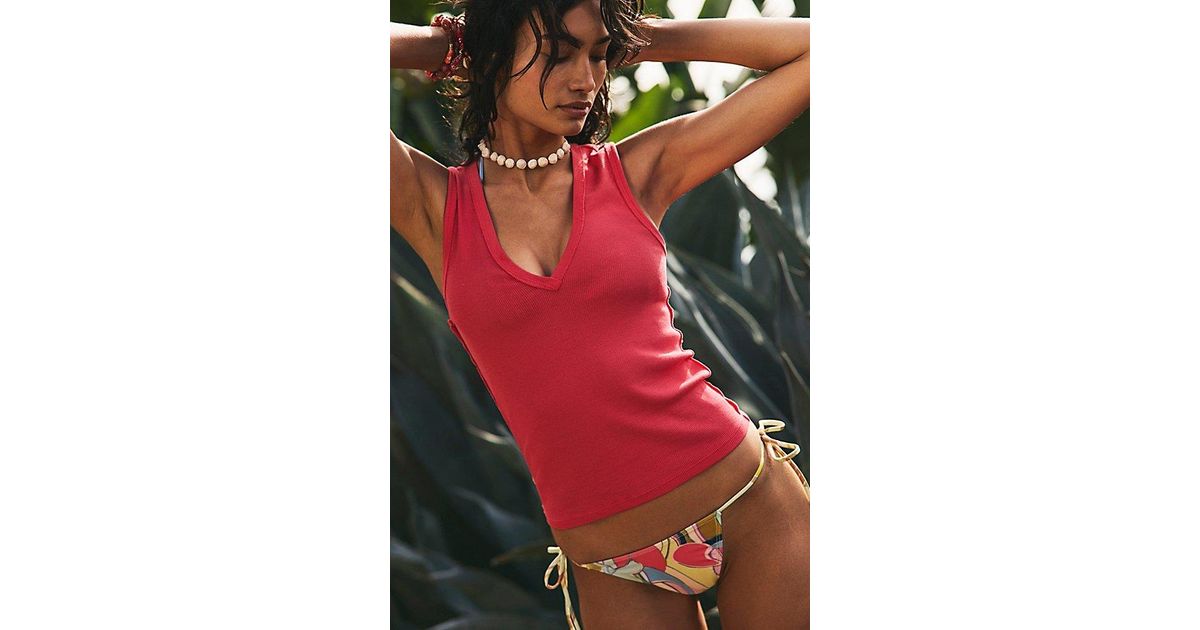 Free People We The Free Neria V-Neck Tank Top in Red | Lyst