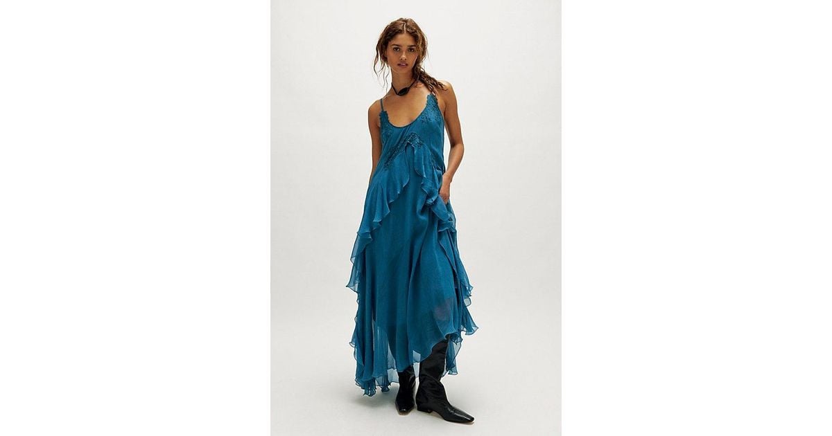 Nigel Preston Floating Angel Chiffon Maxi Dress in Blue | Lyst UK