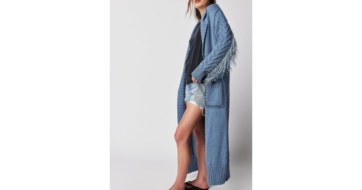 Free People Understated Leather Rodeo Studded Sweater Trench Coat in ...