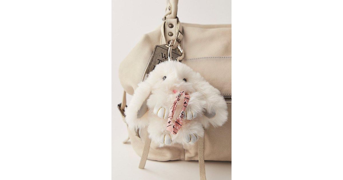 Free People Fluffy Rabbit Bag Charm in Natural | Lyst