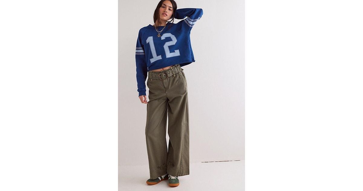 Free People We The Free Sloane Belted Pants in Blue | Lyst