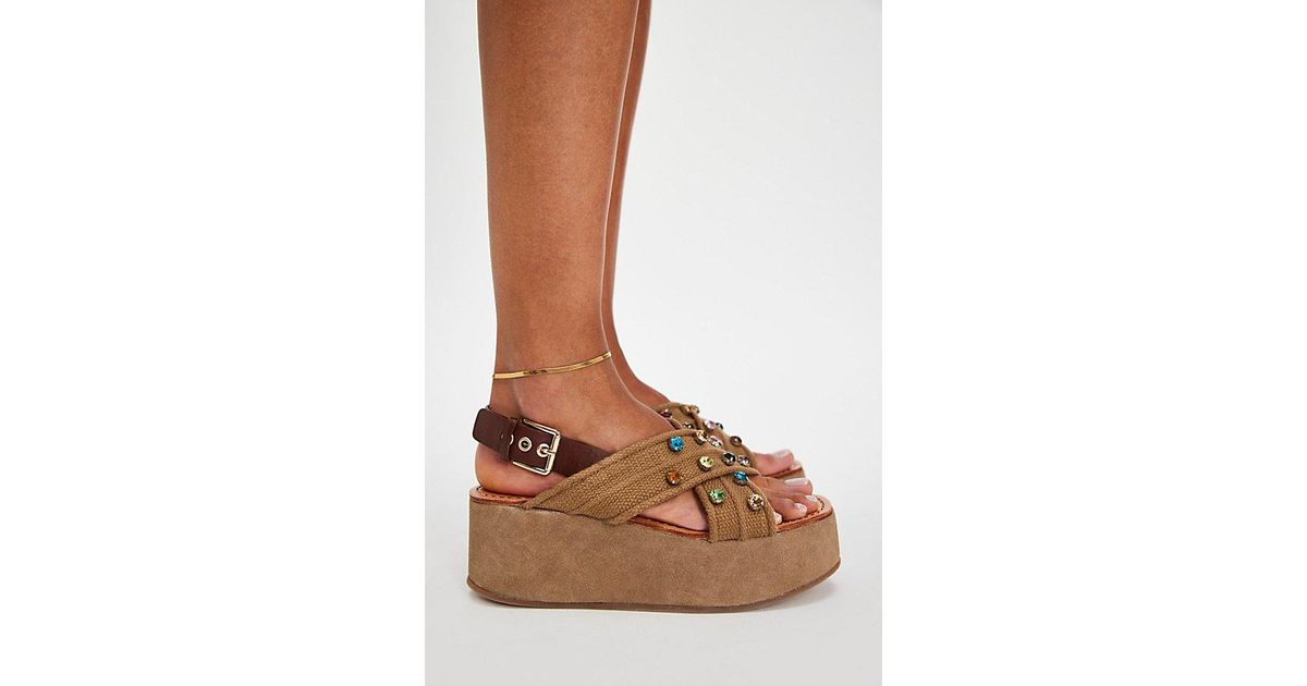 Free People Beach Club Embellished Platforms in Brown | Lyst