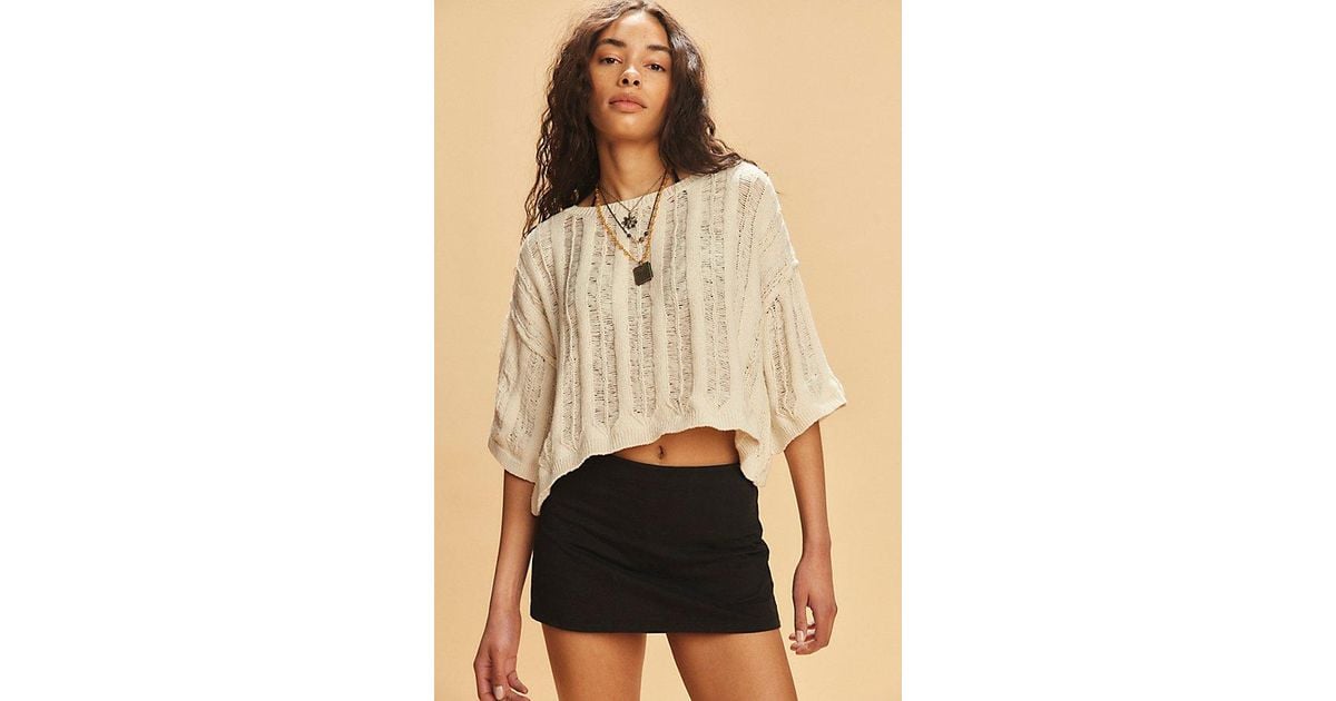 free-est My Little Micro Mini Knit Skort By in Natural | Lyst