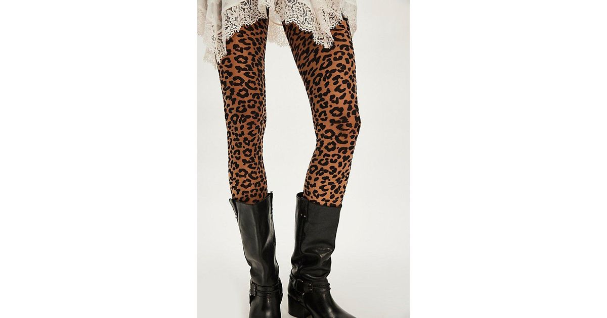Free People Leopard Tights in Black | Lyst UK