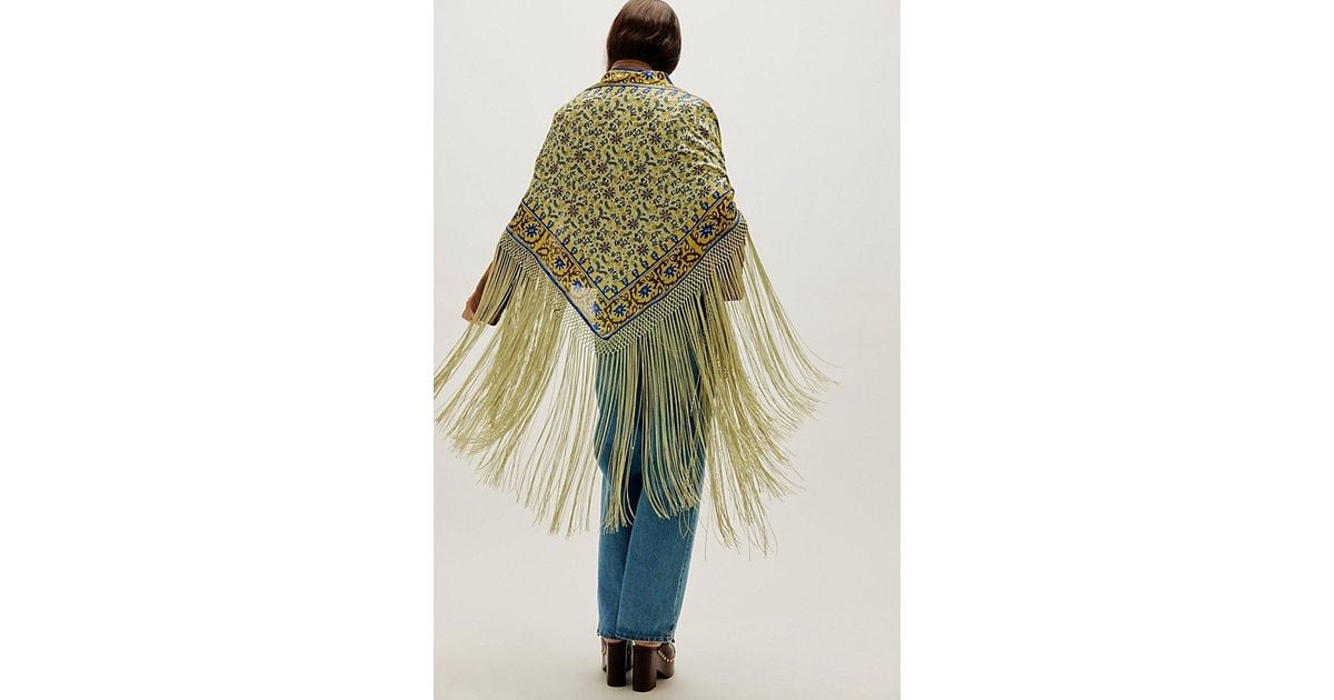 Free People Amara Finge Silk Sarong in Blue | Lyst UK