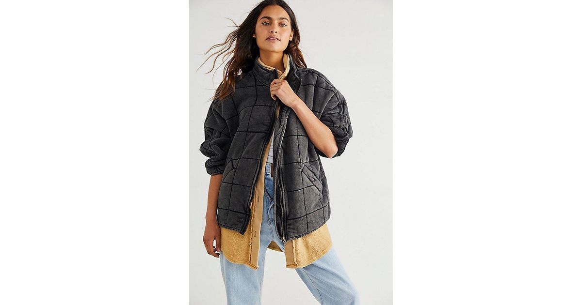 Free People Dolman Quilted Knit Jacket At In Black, Size: Small | Lyst UK