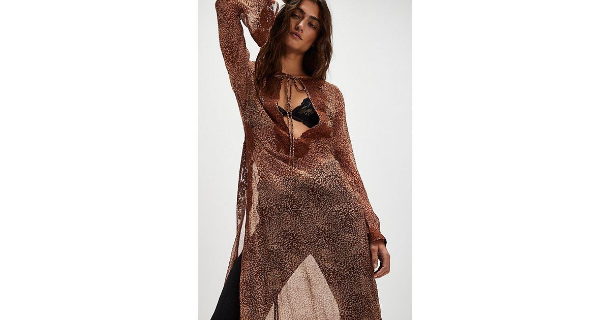 Free People Grace Kelly Sheer Kaftan in Brown | Lyst