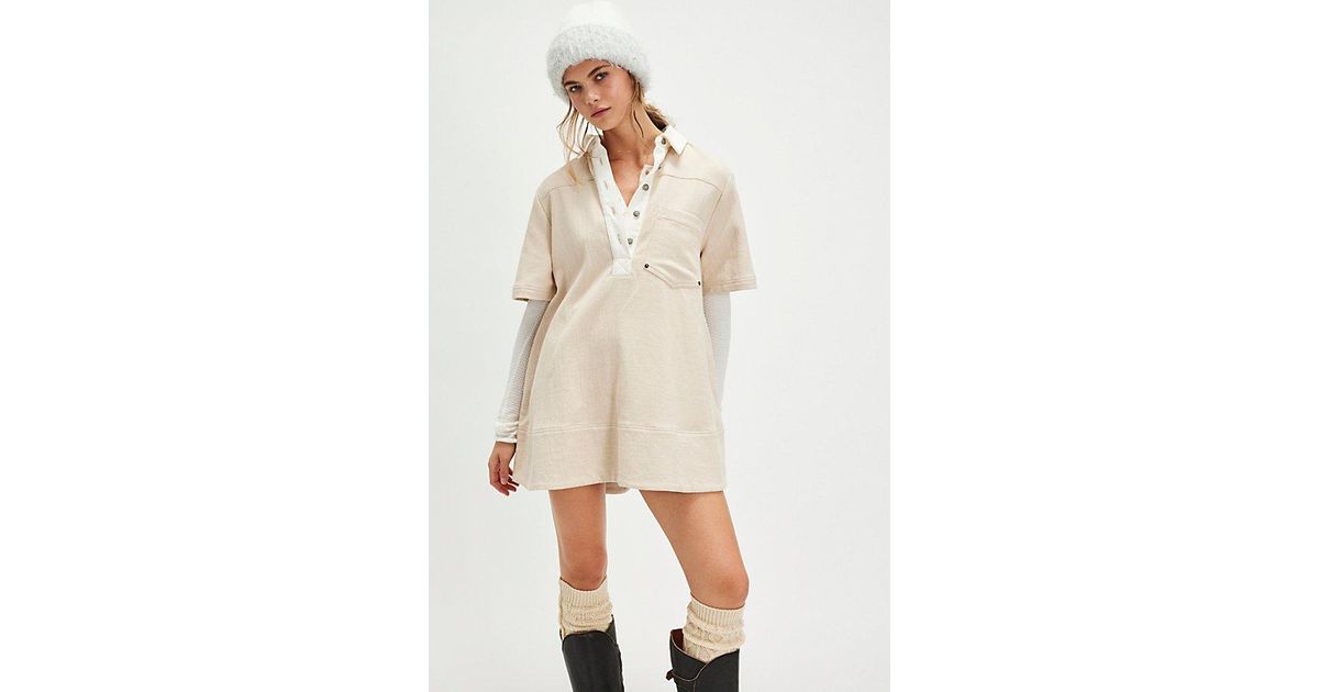 Free People Remino Mini Dress in Natural | Lyst