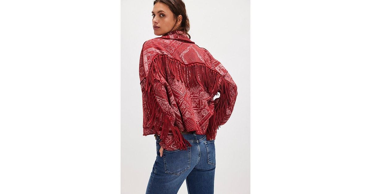 Ragabond Wyatt Bandana Fringe Cardi in Red | Lyst UK