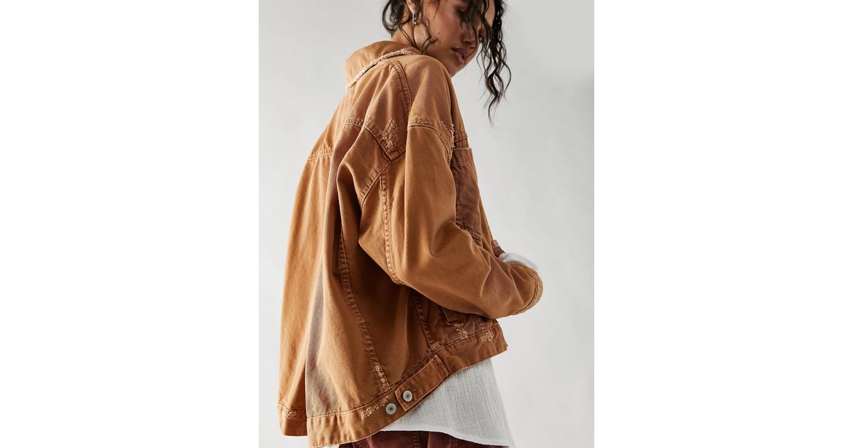 Free People Opal Swing Denim Jacket in Brown | Lyst