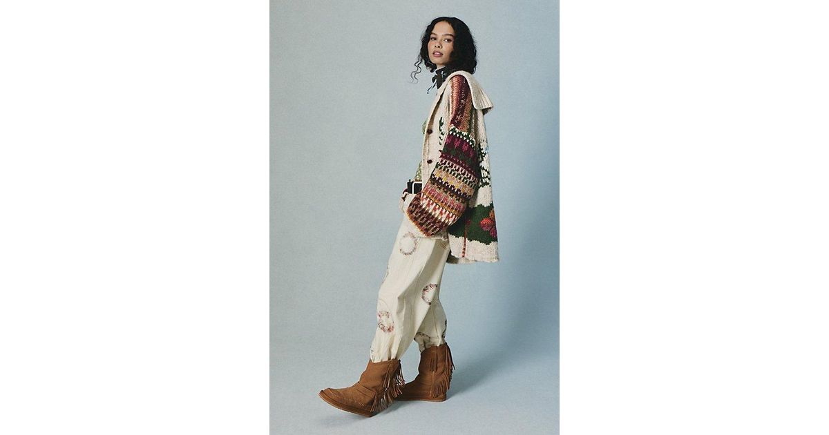 Free People Faye Fringe Pull On Boots in Blue | Lyst