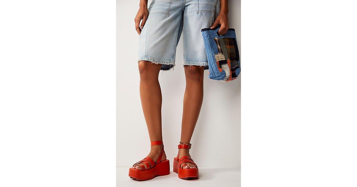 Free People Hazel Flatform Sandals in Blue | Lyst