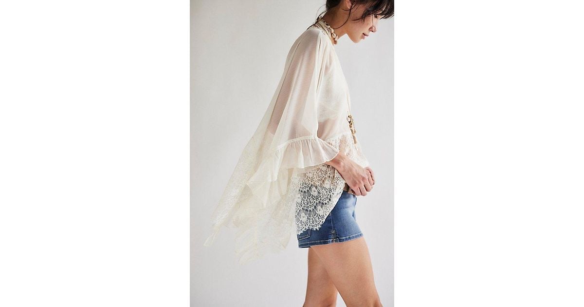 Free People Dance With Me Sheer Poncho Jacket in White | Lyst