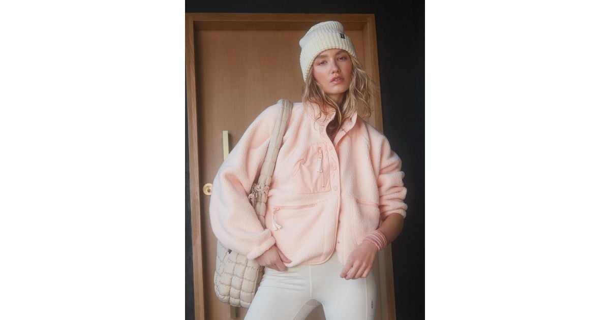 Free People Hit The Slopes Fleece Jacket in Pink | Lyst
