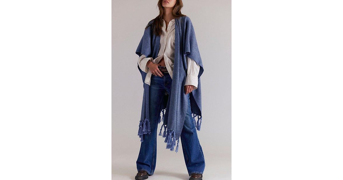Free People Blanket Duster Wrap Top in Blue | Lyst UK