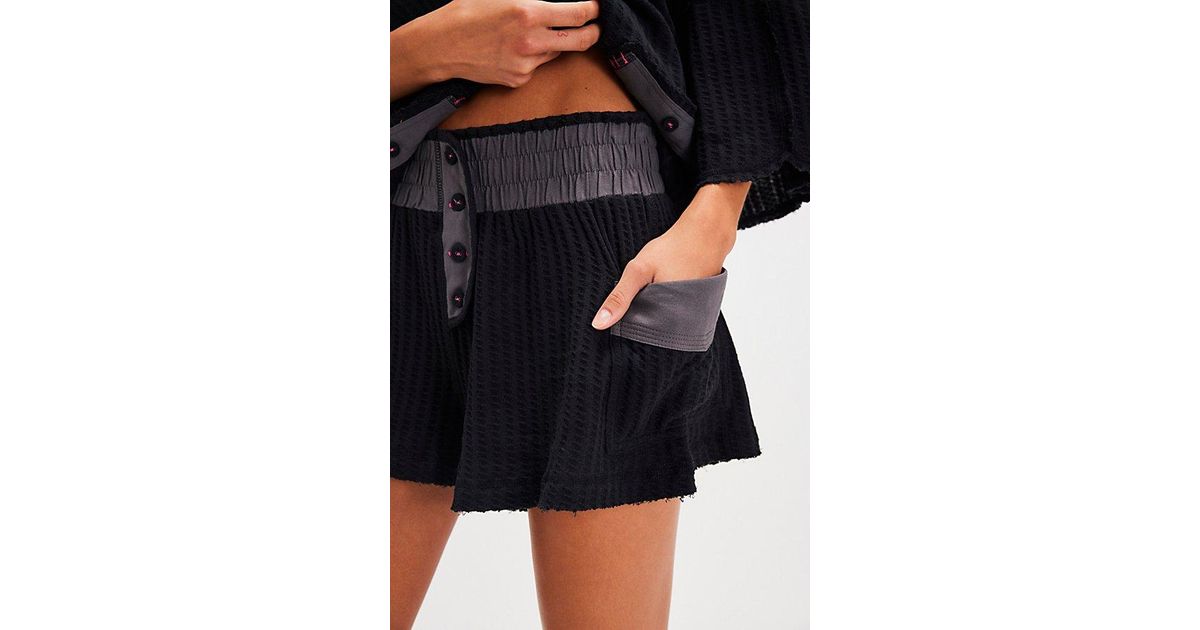 Free People Happy Mix Thermal Boxers in Black | Lyst
