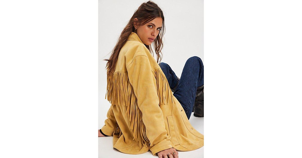 Free People Fringe Out Suede Jacket in Blue | Lyst UK